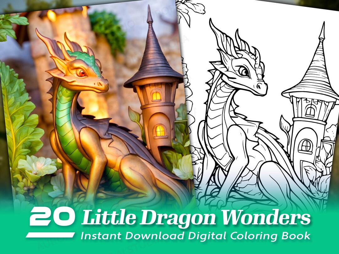 20 Little Dragon High Quality Black and White Printable - Etsy