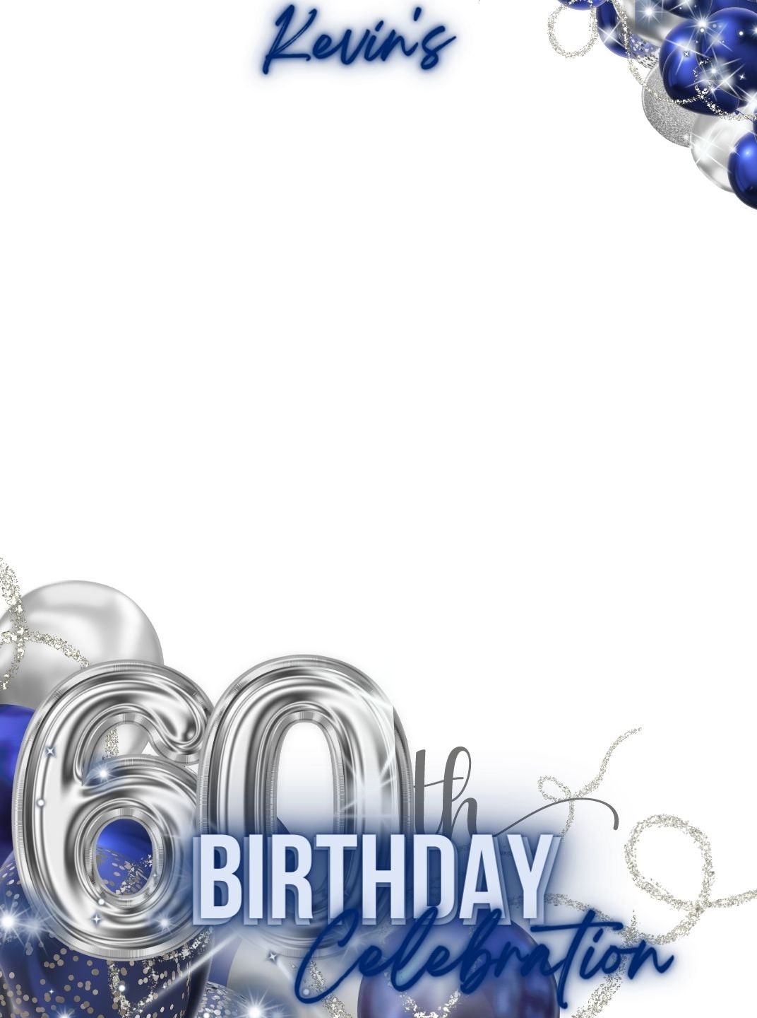 60th Blue and Silver Birthday Overlay, 360 Photo Booth, Canva Pro ...