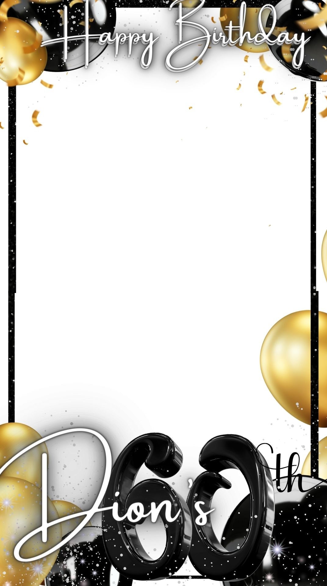 Black and Gold 60th Birthday, 1072X1920, Birthday Themed Overlay, Canva ...