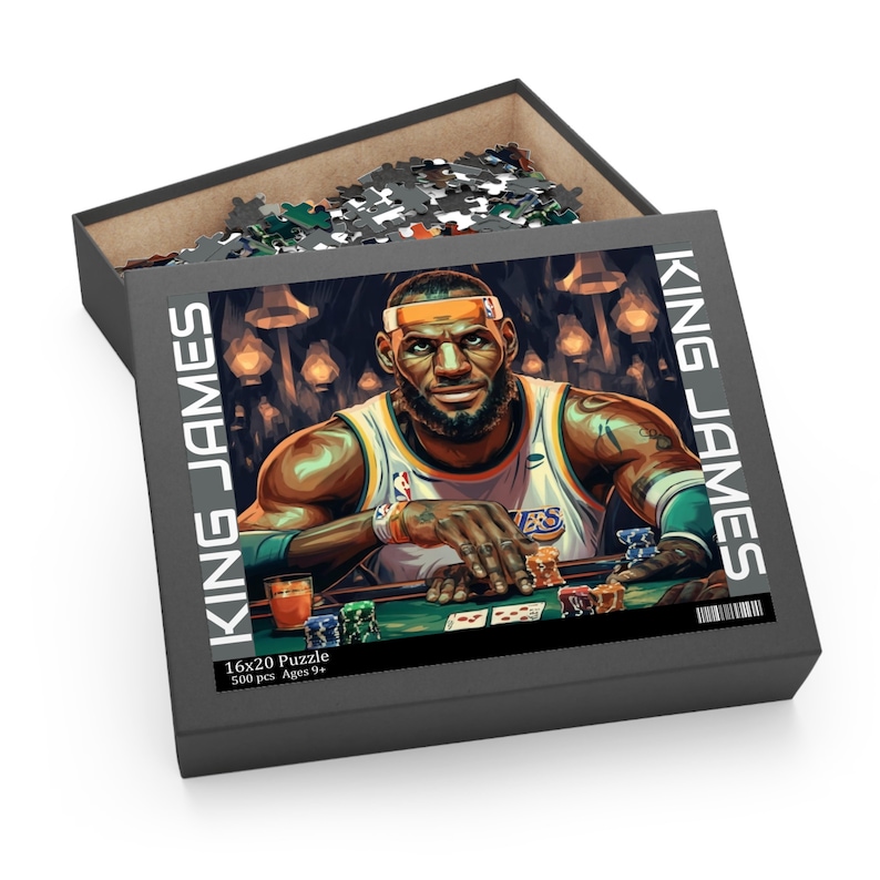 Puzzle Pieces Game Lebron James Playing Poker Basketball/nba Puzzle ...