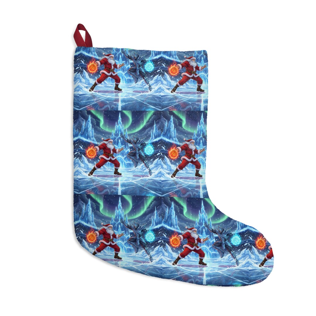 Santa Ice Warrior Stocking | Christmas Stocking, Frosty Battle Pattern ...