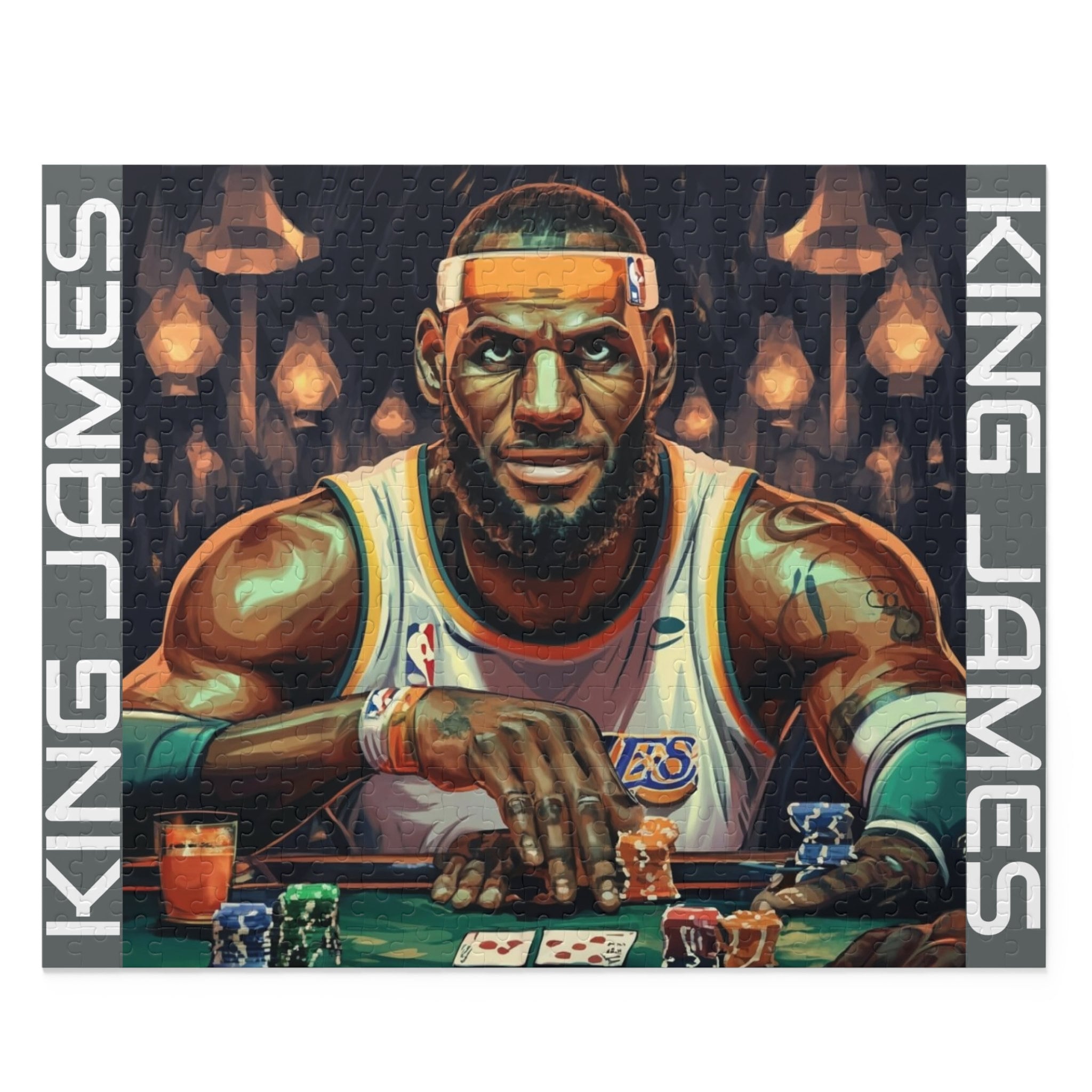 Puzzle Pieces Game Lebron James Playing Poker Basketball/nba Puzzle ...