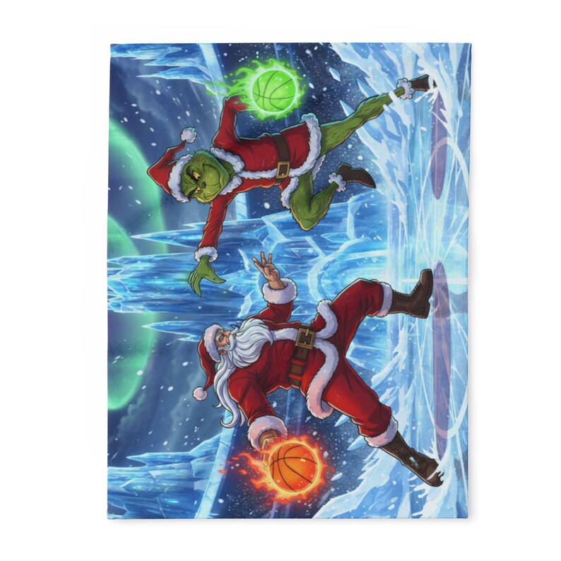 Santa Vs Grinch Basketball Holiday Blanket | Christmas Santa Grinch ...
