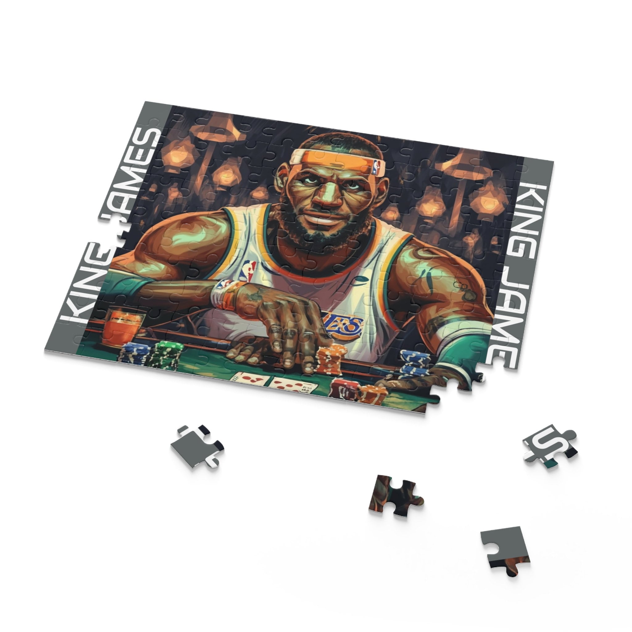 Puzzle Pieces Game Lebron James Playing Poker - Etsy