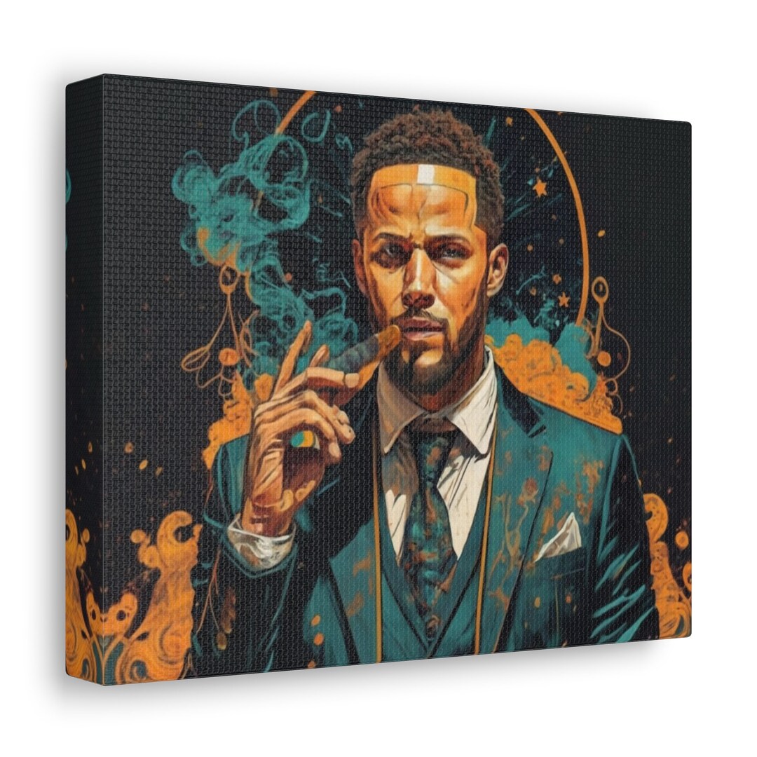 Canvas Gallery - Stephen Curry With a Cigar Painting - Size 10" X 8 ...