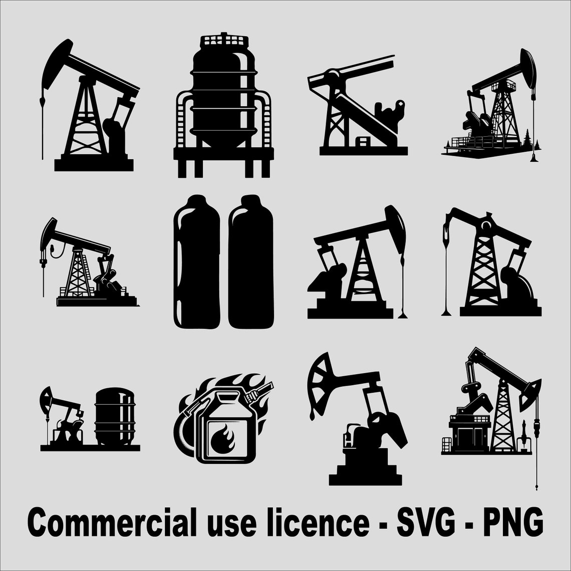 50 Designs Oilfield SVG Bundle, Pump Jack SVG, Oil Rig Svg, Oil Mine ...