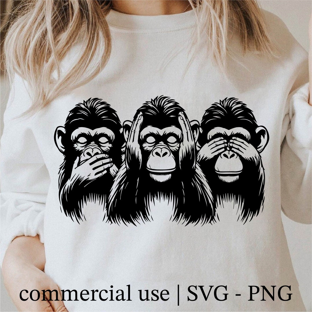 Three Wise Monkeys Svg, 3 Monkeys Svg, Hear No Evil Monkey Svg, Speak ...