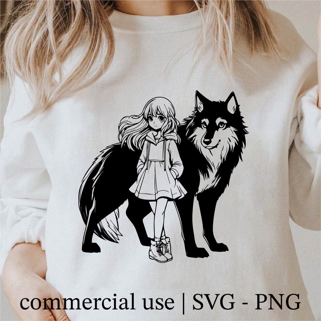 Wolf and Girl Svg, Wolf Girl Png, Wolf and Women Silhouette Png, Wolf ...