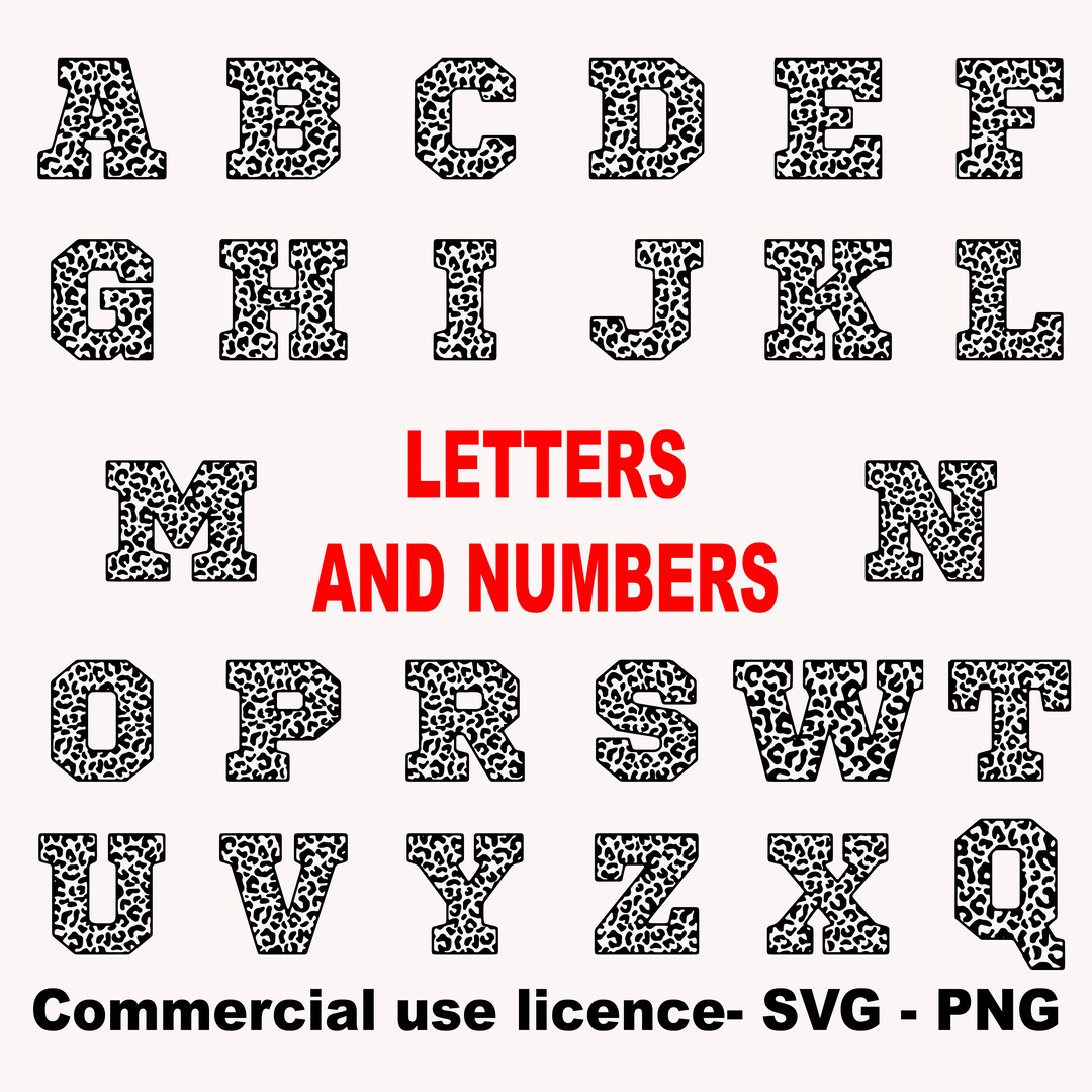 Leopard Print Athletic Alphabet Svg, Leopard Pattern Bundle, Leopard ...
