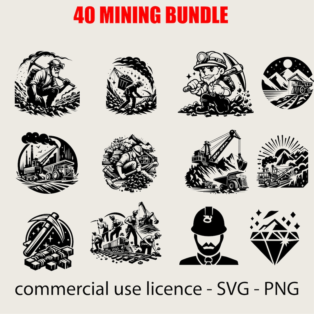 40 Mining Svg Bundle, Mining Png, Mining Silhouette Clipart, Miner Svg ...