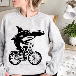 Funny Hammerhead Shark Riding a Bicycle Svg, Hammerhead Shark Png ...