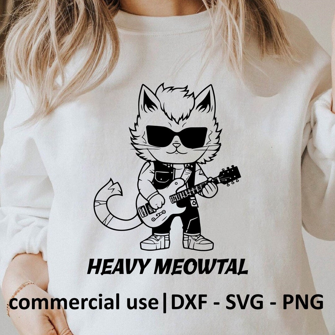 Heavy Meowtal Svg, Heavy Metal Svg, Cat Singer Svg, Musician Svg, Cute ...