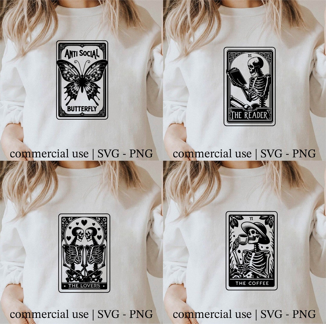 24 Tarot Cards Svg Bundle, Cute Tarot Cards Svg, Skeleton Tarot Cards ...