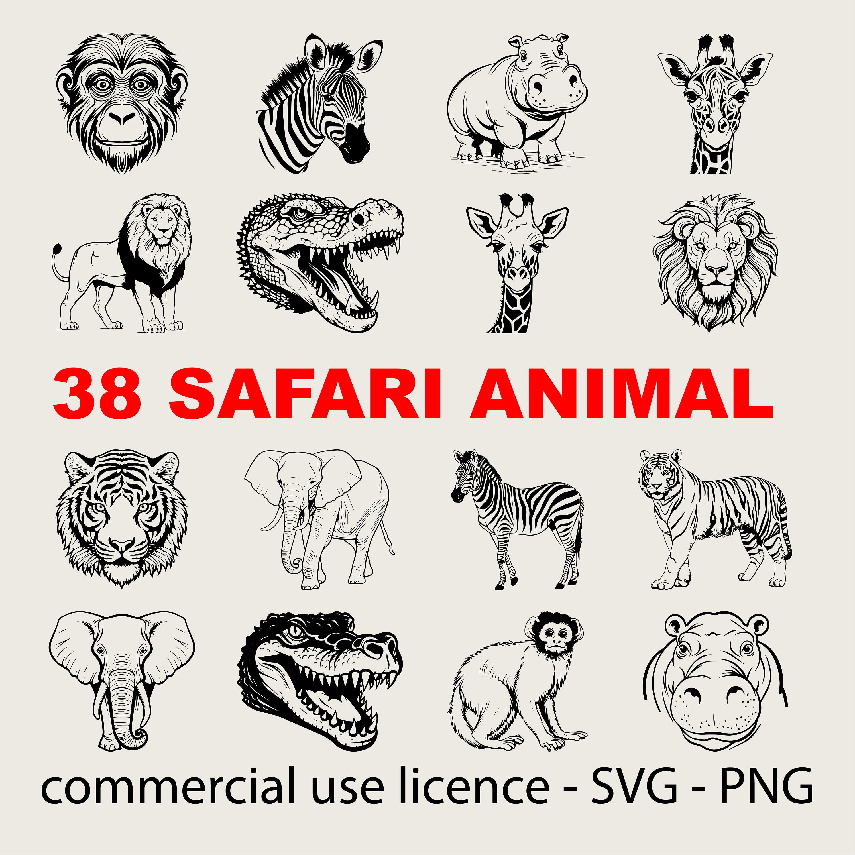 African Animals Clipart Black And White