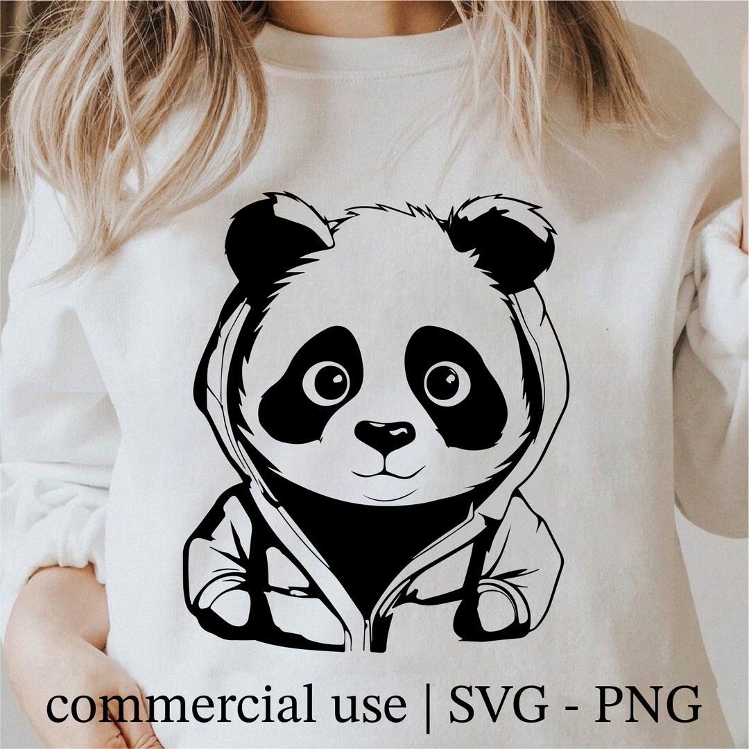 Cute Panda Svg, Png, Dxf, Simple Panda Png, Cool Panda Face Svg, Black ...
