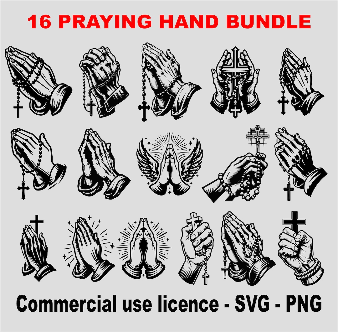 16 Praying Hands Svg Bundle, Cross Svg, Prayer Hands Design, Jesus ...