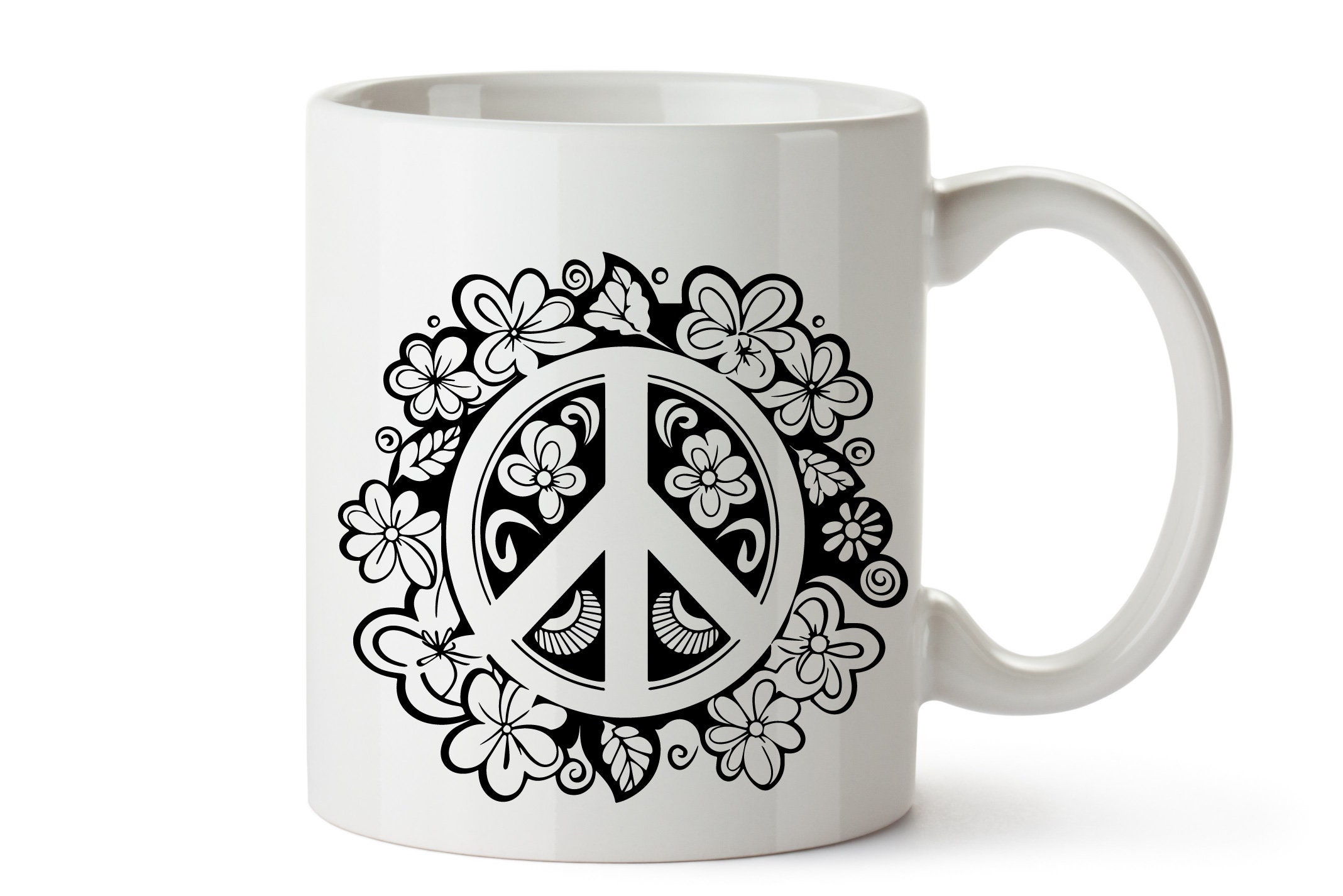 Floral Peace Sign Svg, Flowers With Peace Sign Png, Peace Sign Flower ...
