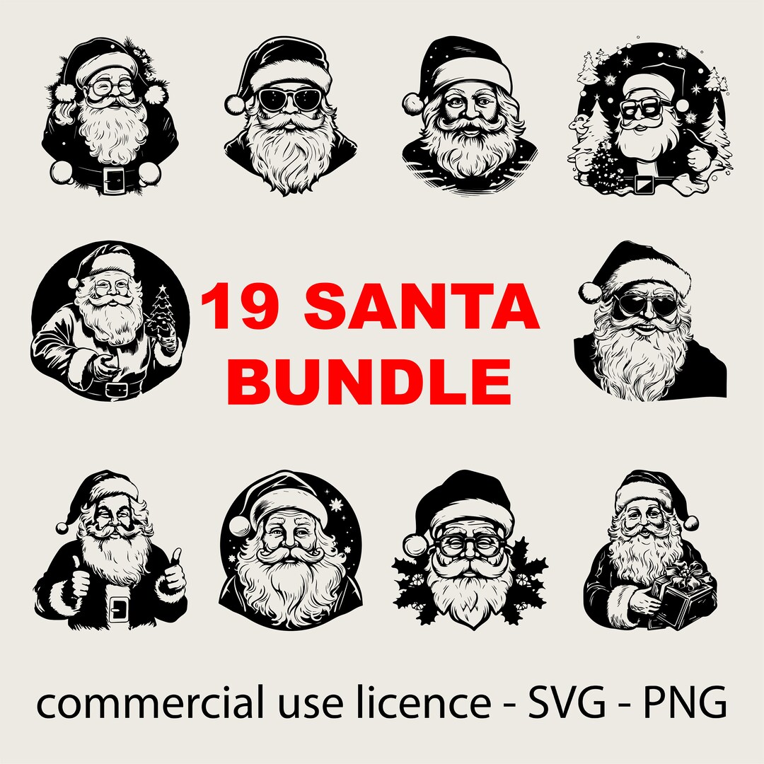 19 Unique Designs Svg Bundle, Cool Santa Claus Svg, Christmas Svg ...