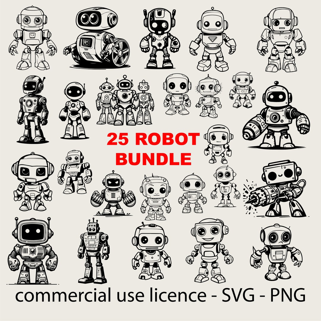 25 Designs Robot Svg Bundle, Android Robot Svg, Toy Robot Svg, Robotics Svg, Cricut Robot Svg ...