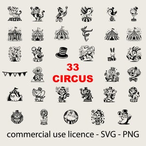 33 Designs Circus Svg Bundle, Carnival Png Bundle, Circus Animals ...