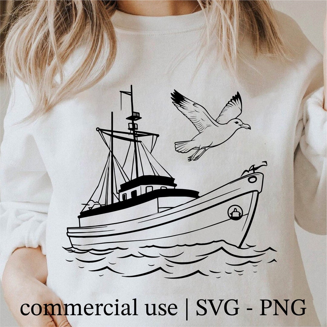 Seagull With Boat Svg, Western Gull Png, Sea Gull Clipart, Nautical ...
