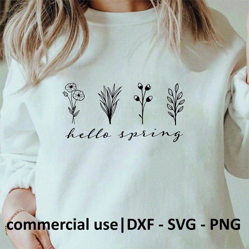 Hello Spring Svg Png Dxf Flowers Svg Spring Flowers Svg - Etsy
