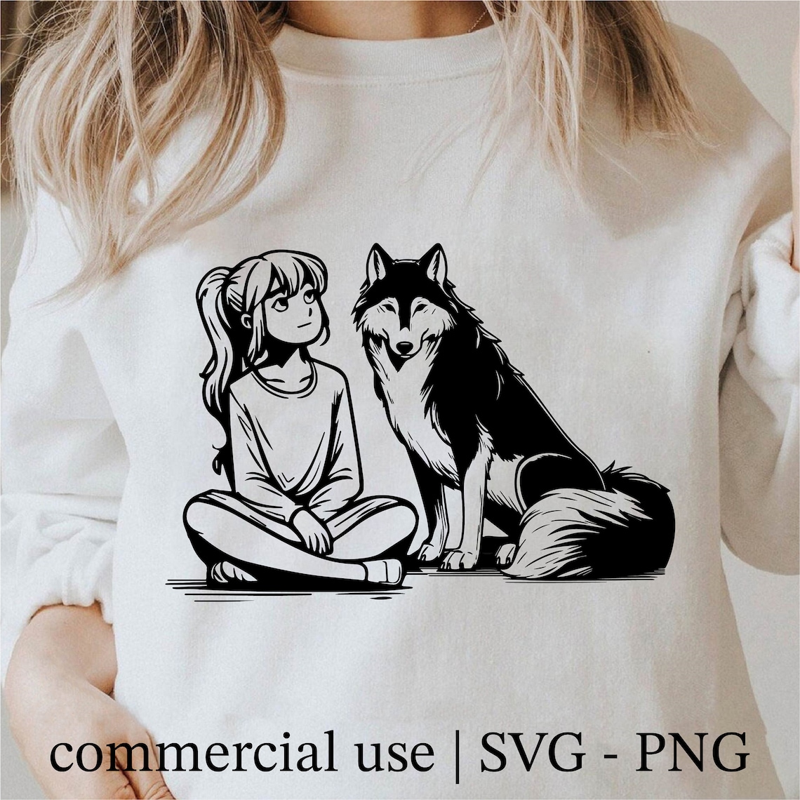 Wolf and Girl Svg Wolf Girl Png Wolf and Women Silhouette - Etsy
