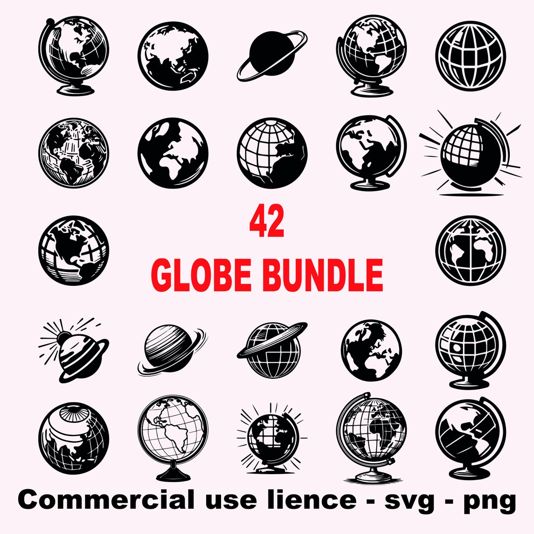 Globe Svg Bundle, Planet Earth Svg, Globe Clipart, Globe Silhouette ...
