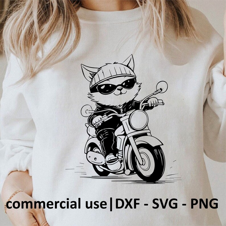 Motorcycle Cat Rider Svg Png Dxf Motorbike Cat Driver Svg - Etsy