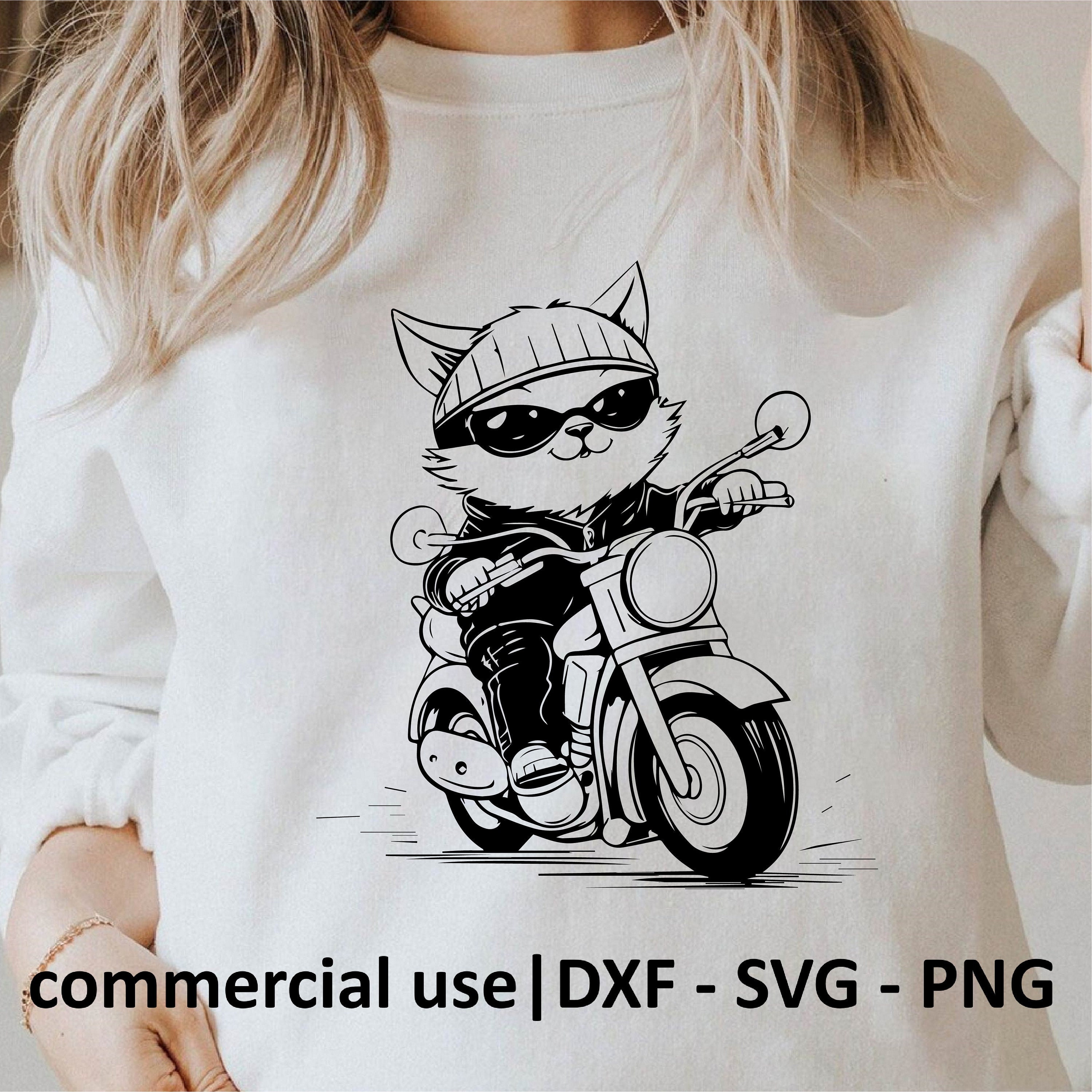 Motorcycle Cat Rider Svg Png Dxf Motorbike Cat Driver Svg - Etsy