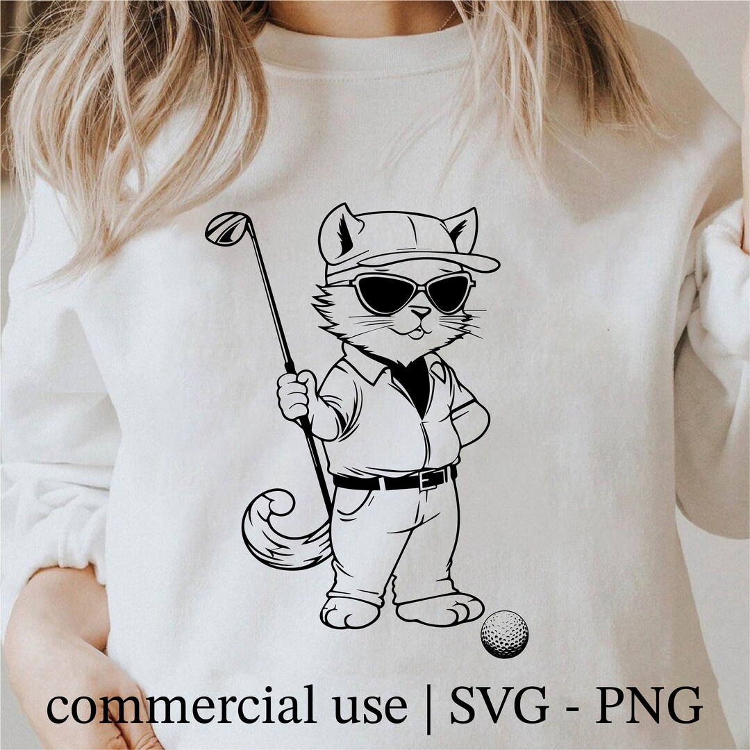 Cat Golfing Svg, Cool Golfer Svg, Golf Png, Cool Cat Svg, Golf Png ...