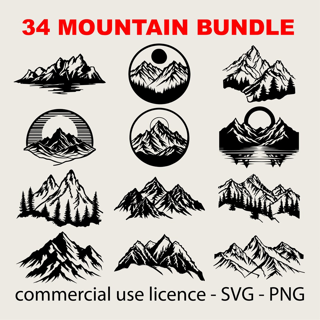 34 Mountain and Forest Bundle Svg, Mountain Svg, Hills Clipart, Natural ...