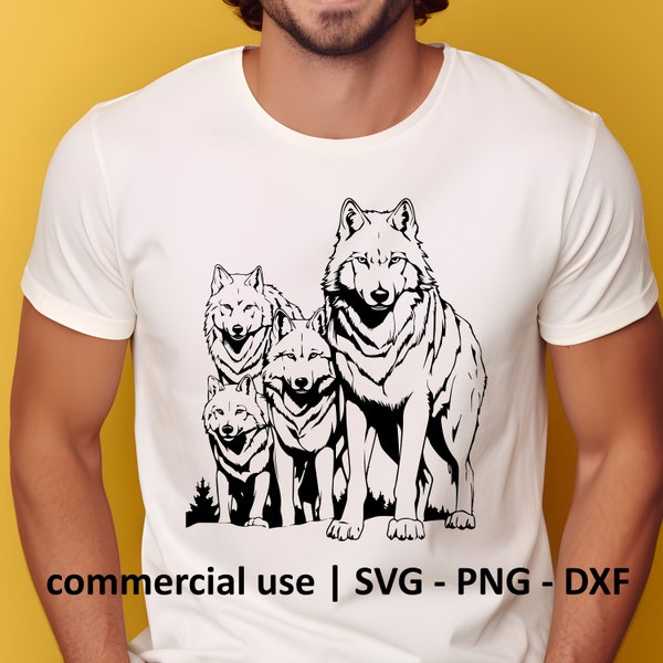 Wolf and Pups Svg - Etsy