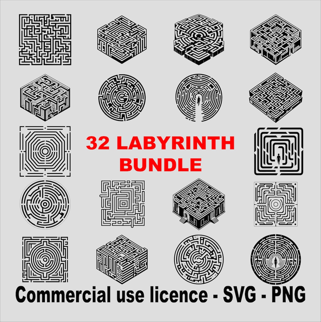 32 Labyrinth Bundle Svg, Labyrinth Monogram Svg Bundle, Circle ...