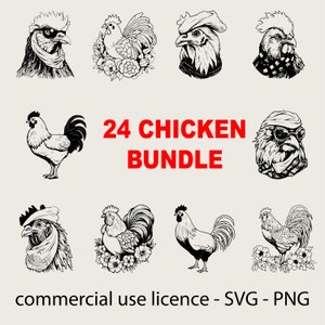 24 Chicken and Rooster Svg Bundle, Chickens Svg Bundle, Roosters Svg ...