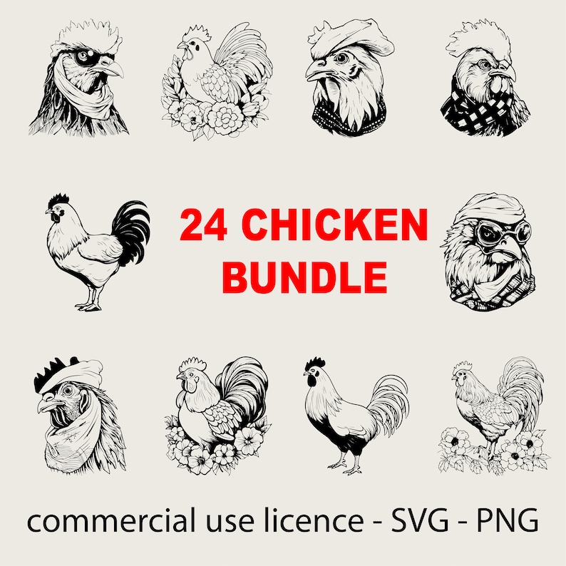 24 Chicken and Rooster Svg Bundle Chickens Svg Bundle - Etsy