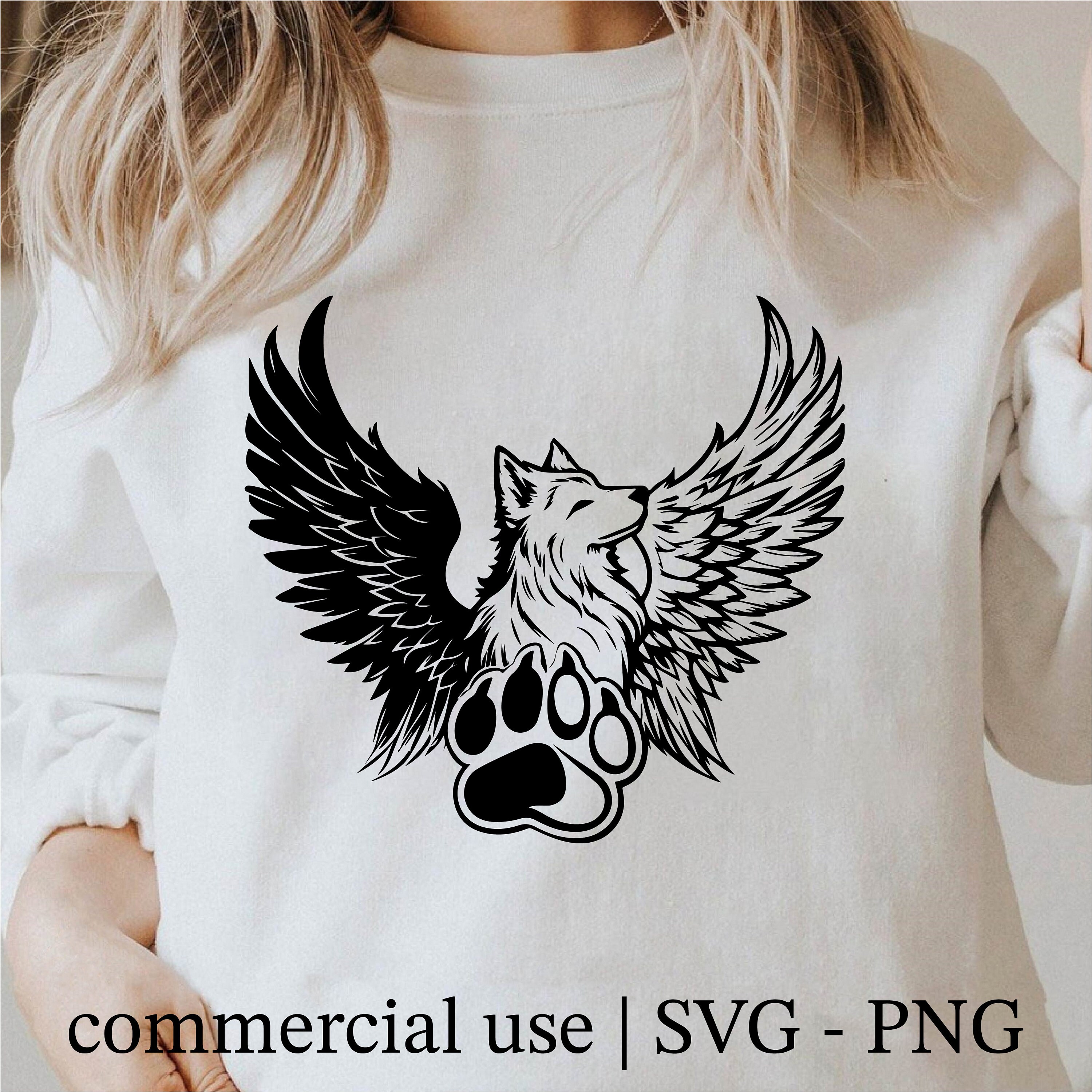 Wolf Paw With Angel Wings Svg Wolf Paw Angel Png Wolf Paws - Etsy