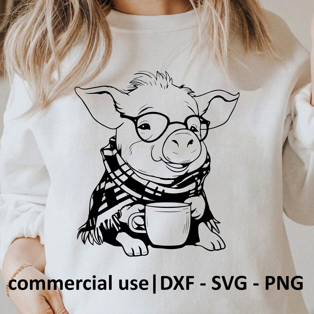 Funny Coffee Svg, Pig Drinking Coffee Svg, Funny Coffee Png, Coffee Svg ...