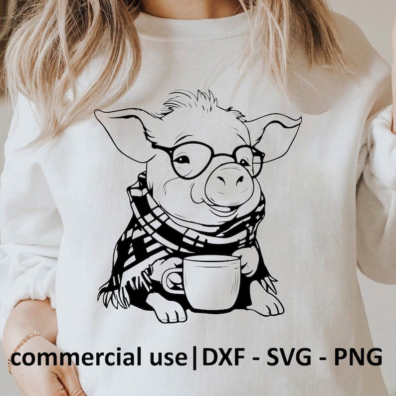 Funny Coffee Svg Pig Drinking Coffee Svg Funny Coffee Png - Etsy
