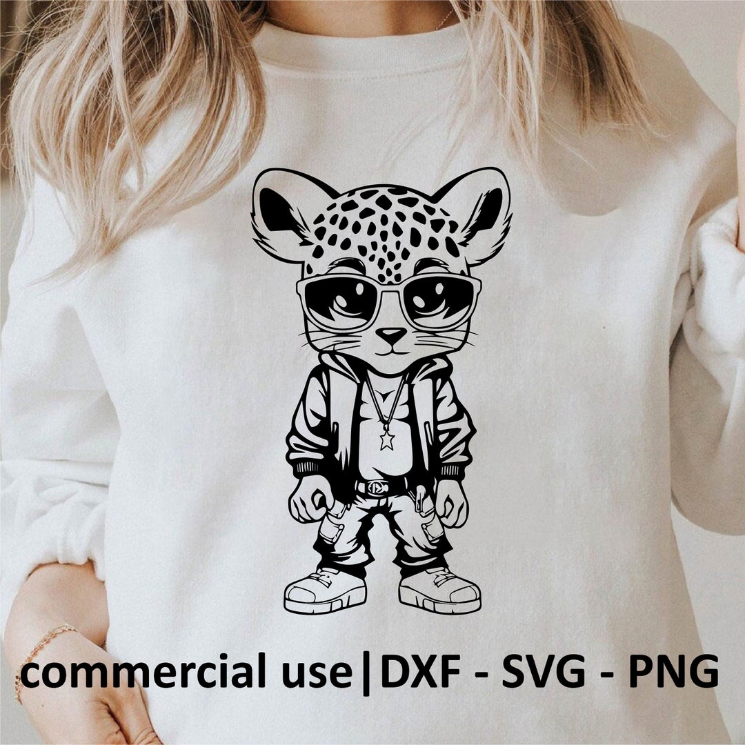 Cool Leopard Svg, Cute Hip-hop Png for Cricut, Rapper Leopard Svg, Cool ...