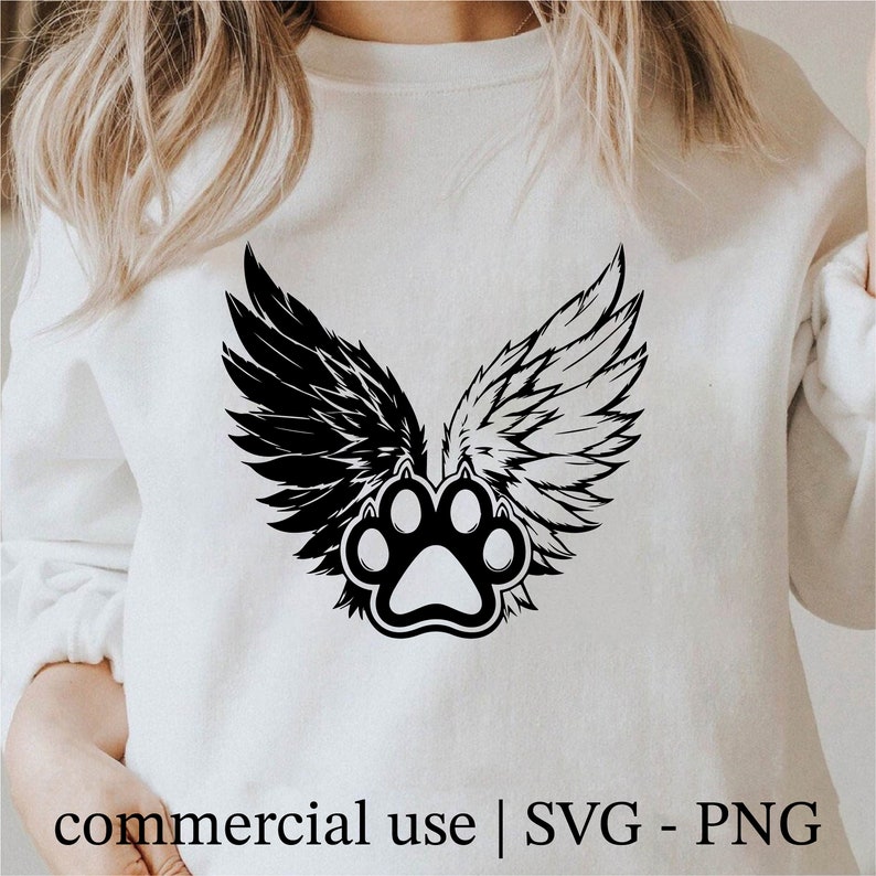 Wolf Paw With Angel Wings Svg Wolf Paw Angel Png Wolf Paws - Etsy