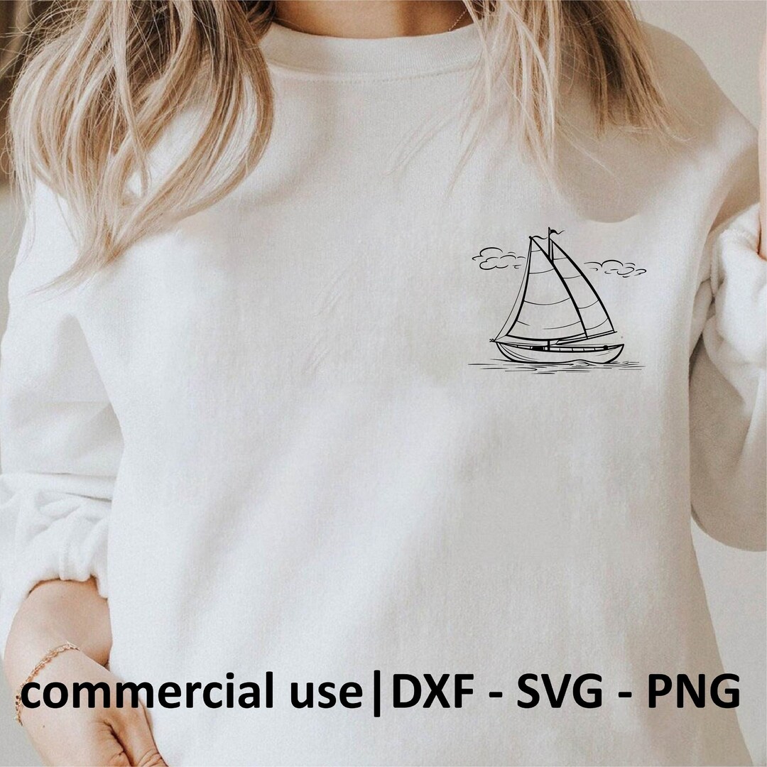Boat Sailing Svg Png Dxf Sailboat on Waves Svg Minimalist - Etsy