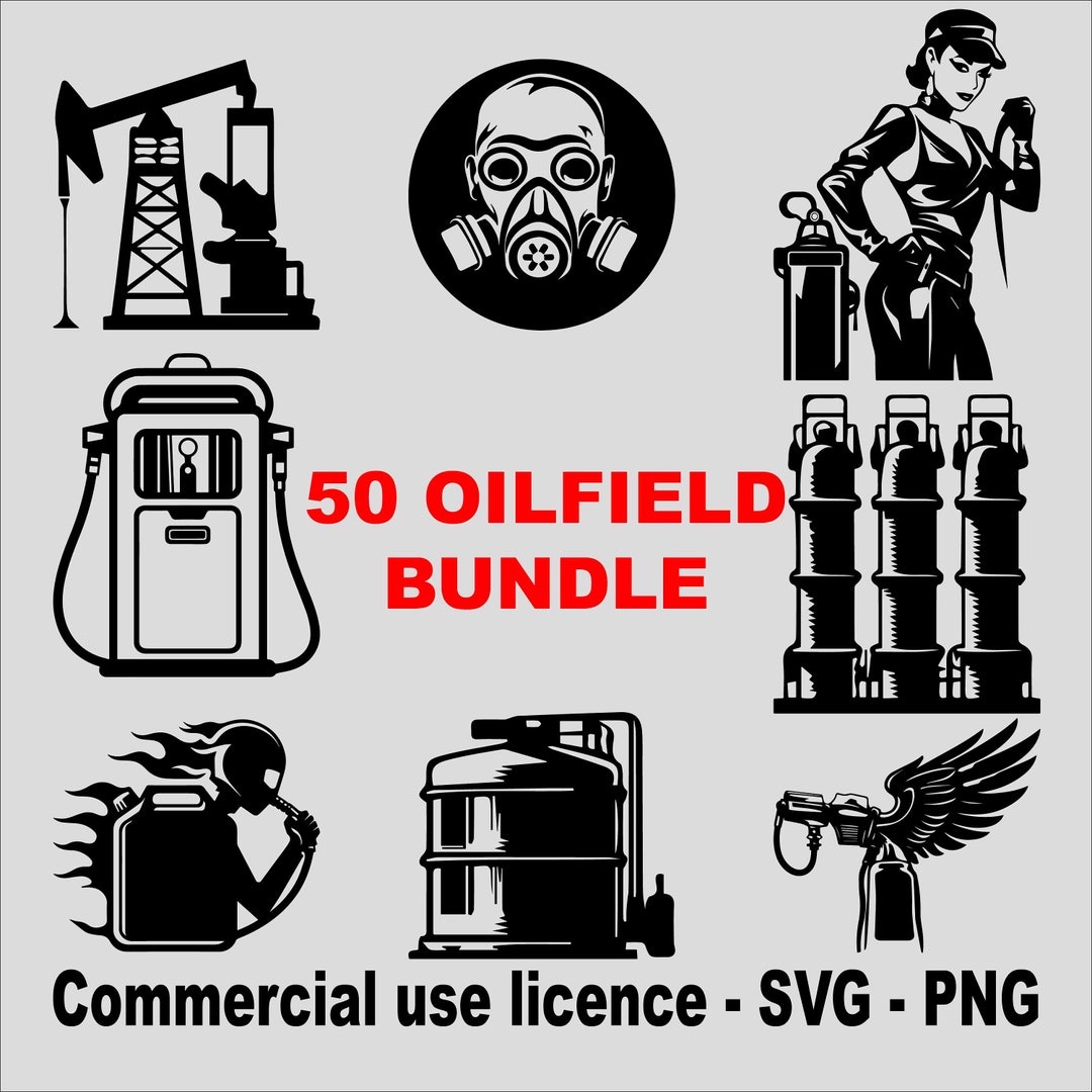 50 Designs Oilfield SVG Bundle, Pump Jack SVG, Oil Rig Svg, Oil Mine ...