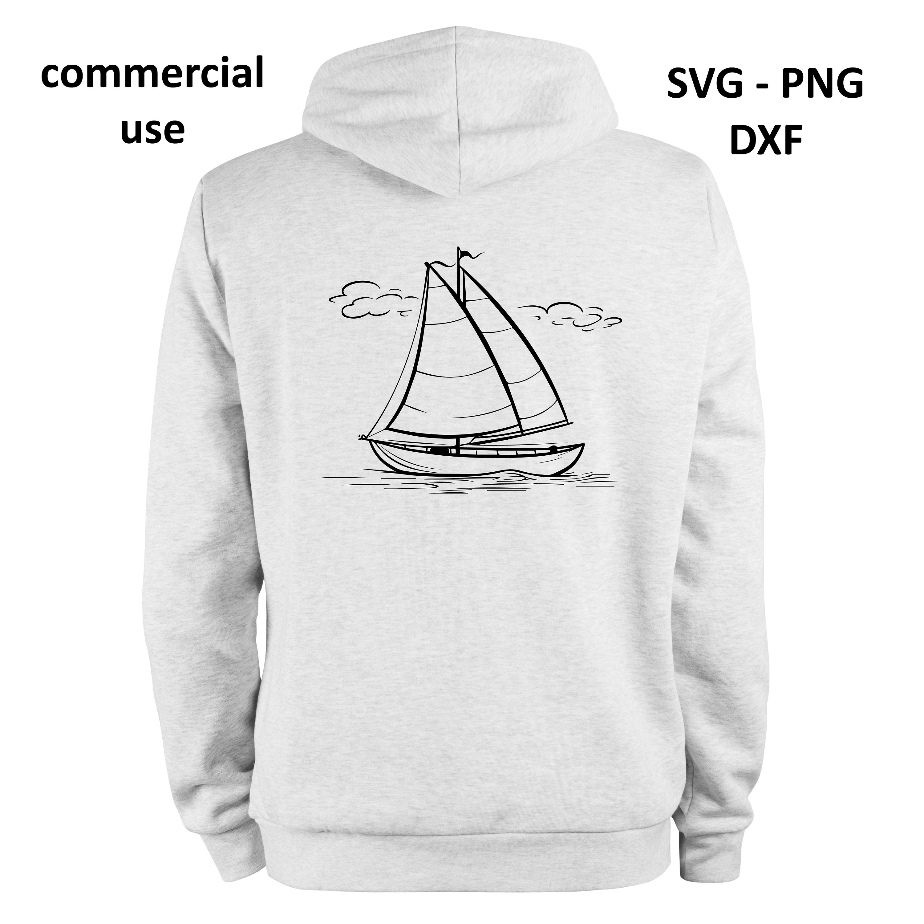 Boat Sailing Svg, Png, Dxf, Sailboat on Waves Svg, Minimalist Sailing ...