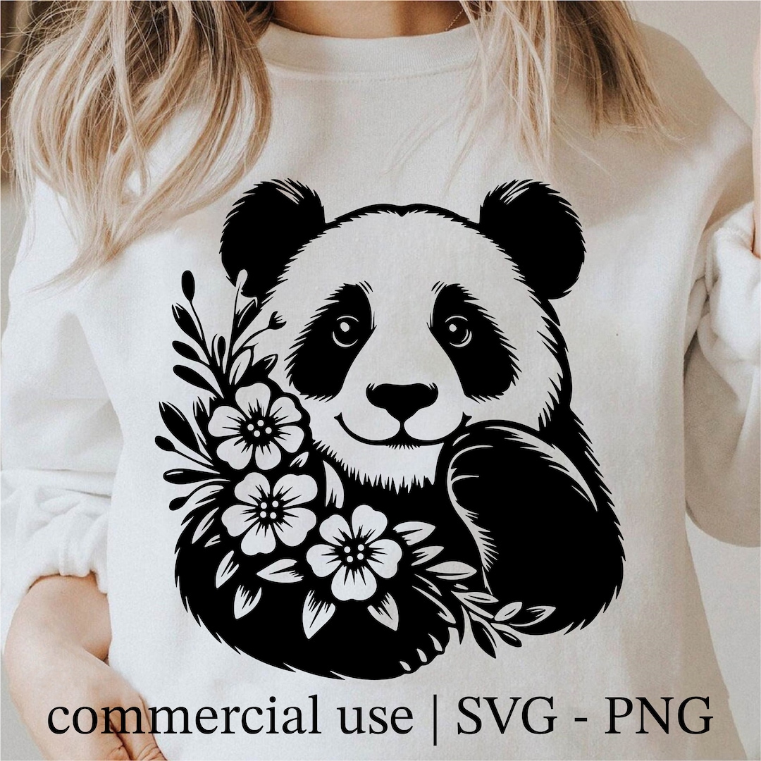 Floral Panda Svg, Flowers Panda Svg, Cute Panda Png, Panda Clipart ...