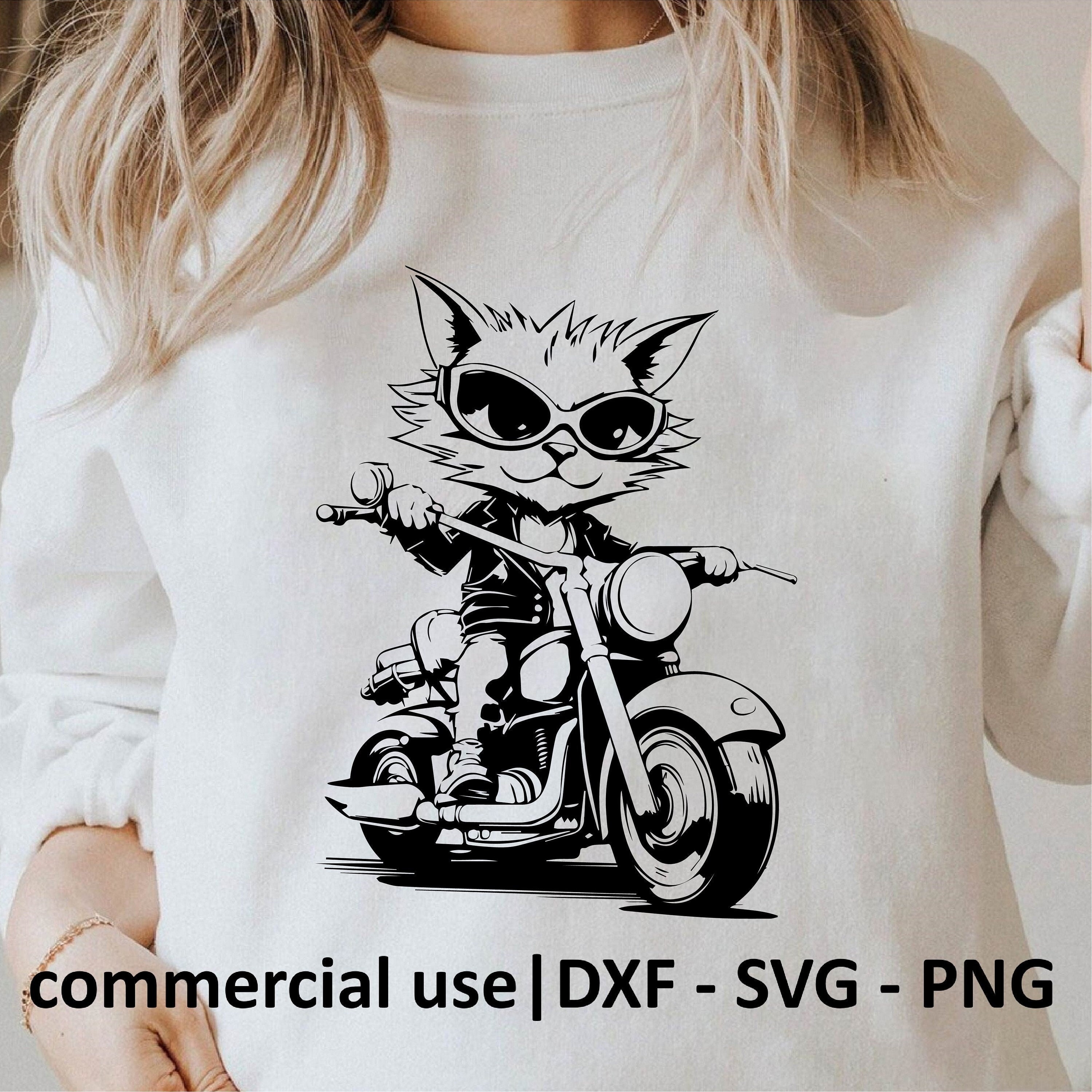 Motorcycle Cat Rider Svg Png Dxf Motorbike Cat Driver Svg - Etsy