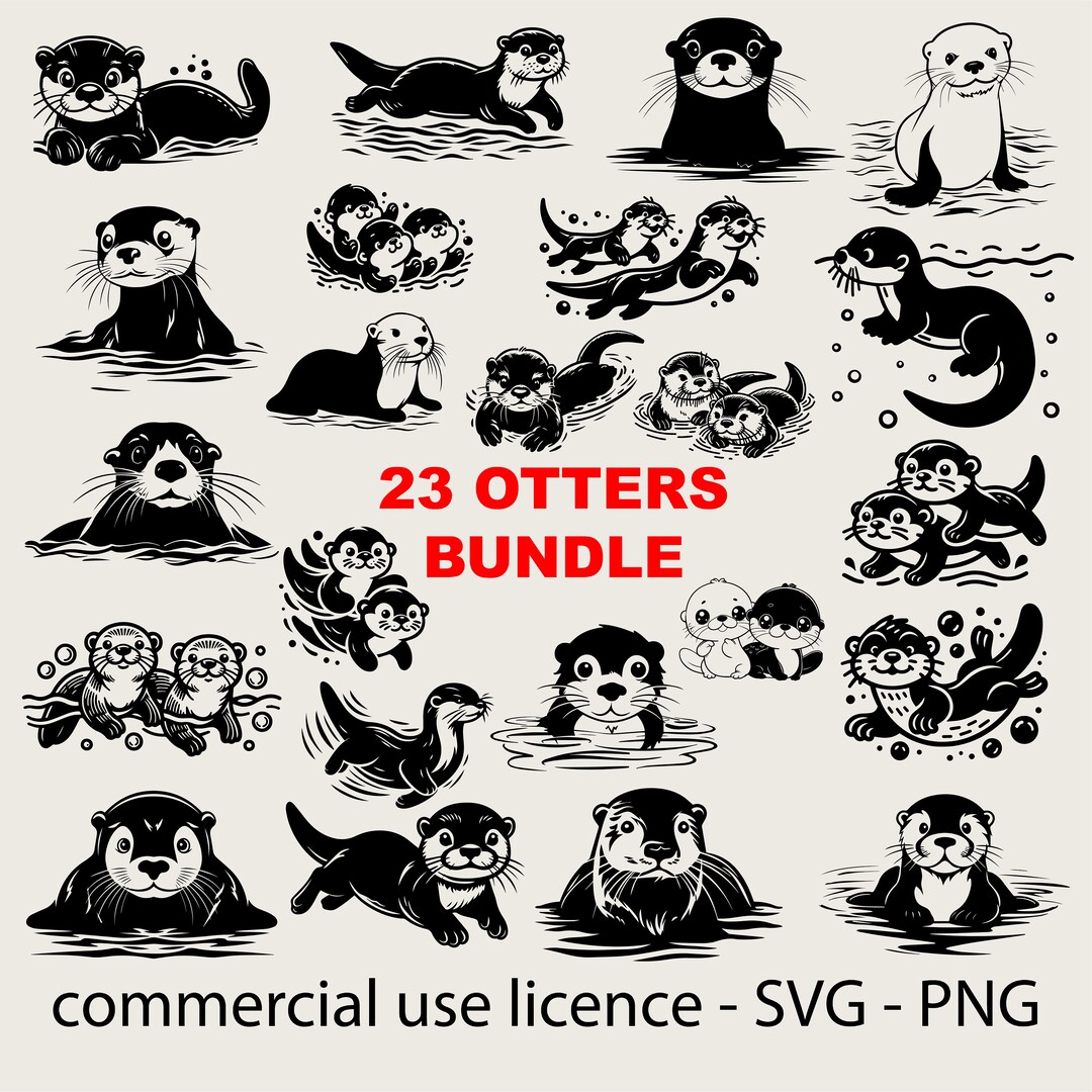 23 Cute Otters Bundle Svg, Cricut Otter Svg, Otter Clipart, Sea Animal ...