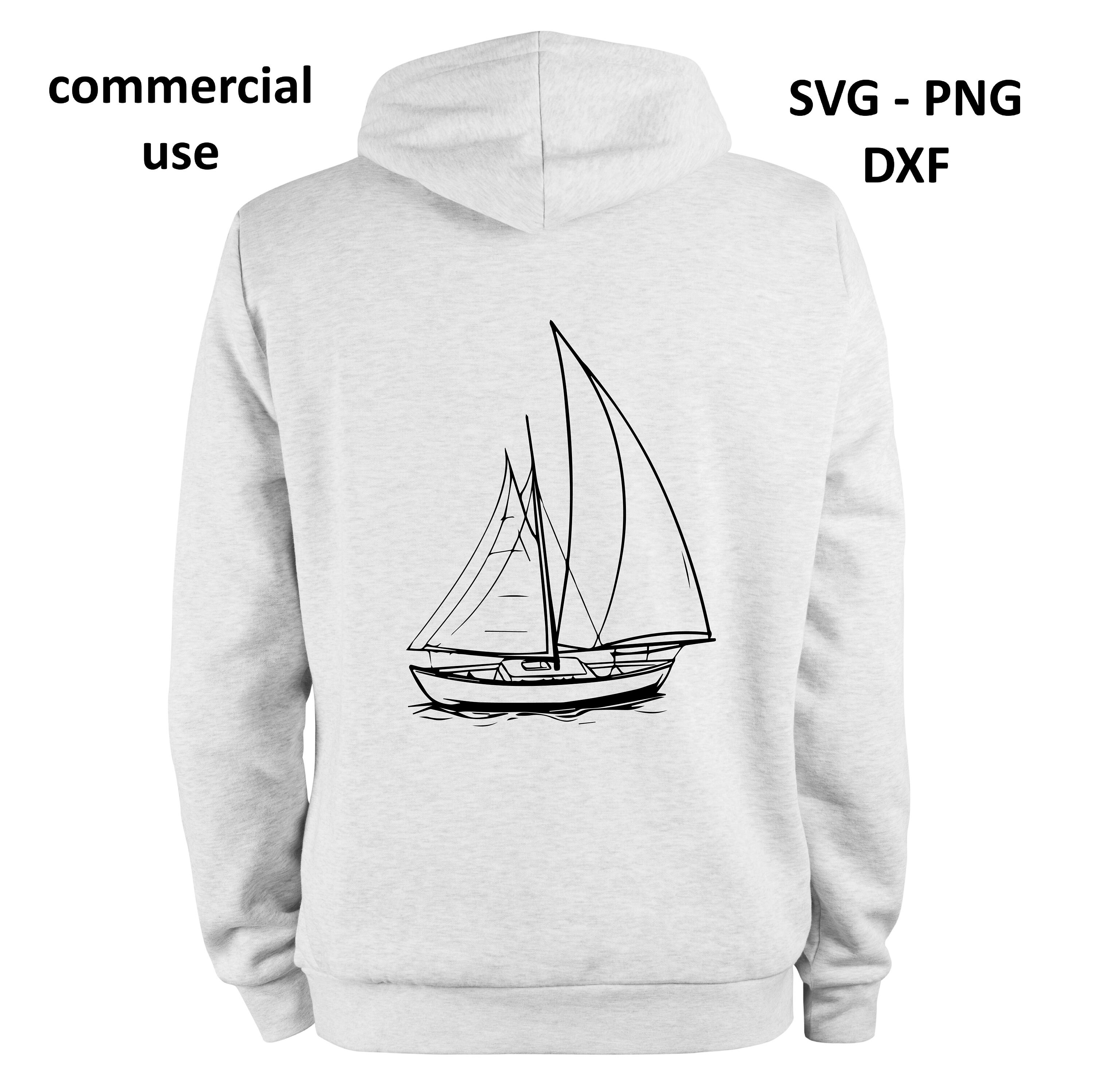 Boat Sailing Svg, Png, Dxf, Sailboat on Waves Svg, Minimalist Sailing ...