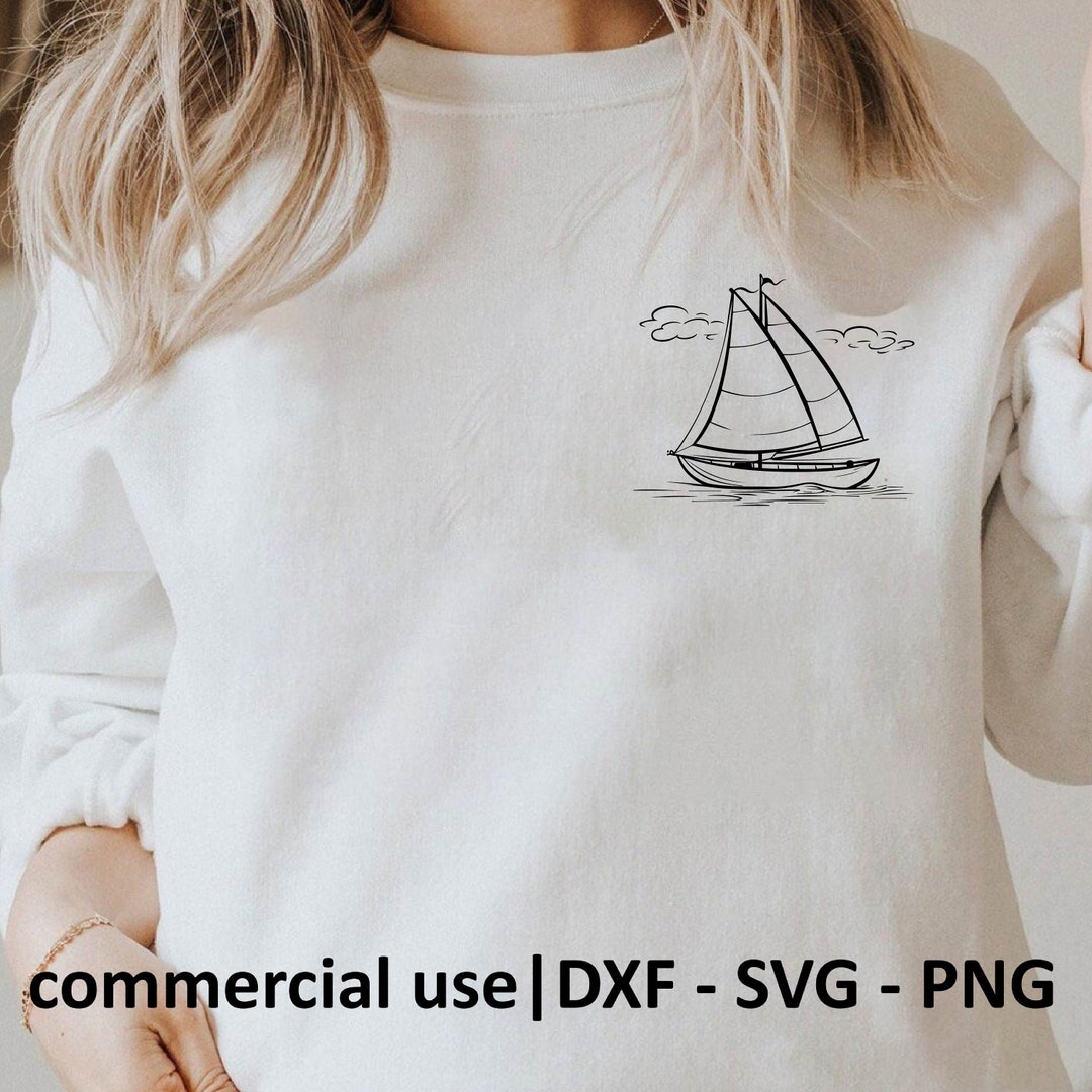 Boat Sailing Svg, Png, Dxf, Sailboat on Waves Svg, Minimalist Sailing ...