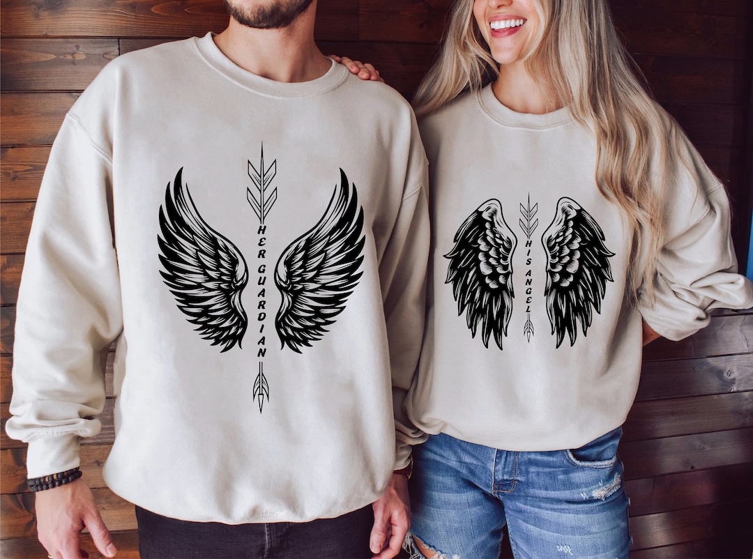 Her Guardian Svg, His Angel Svg, Couples Png, Cute Couple Svg, Angel ...
